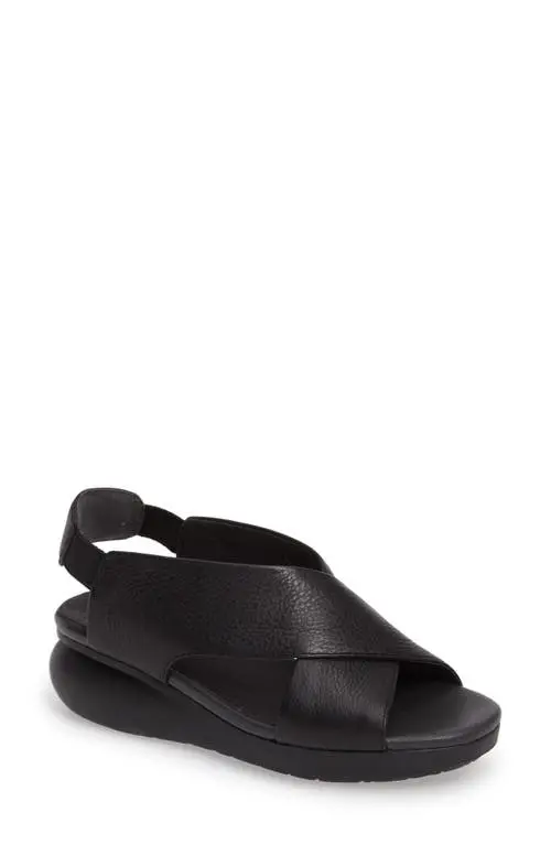 Camper Balloon Slingback Wedge Sandal - Black Leather