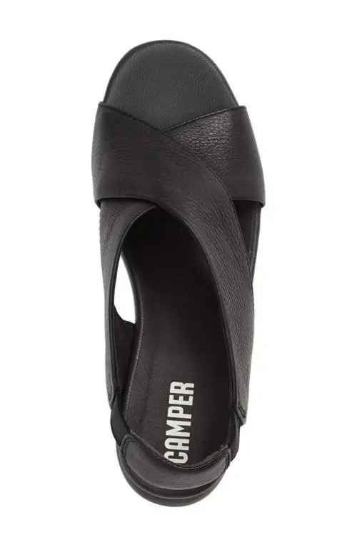 Camper Balloon Slingback Wedge Sandal - Black Leather