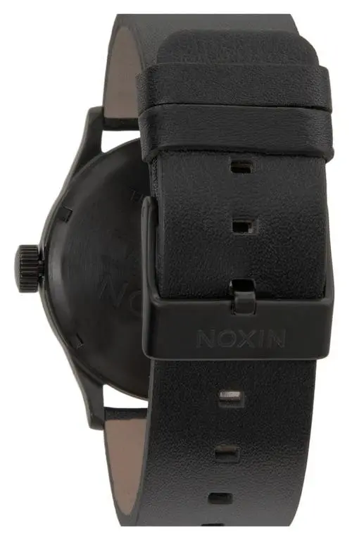 Nixon Sentry Leather Strap Watch - All Black