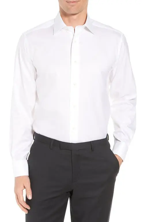 David Donahue French Cuff Tuxedo Shirt - White/white