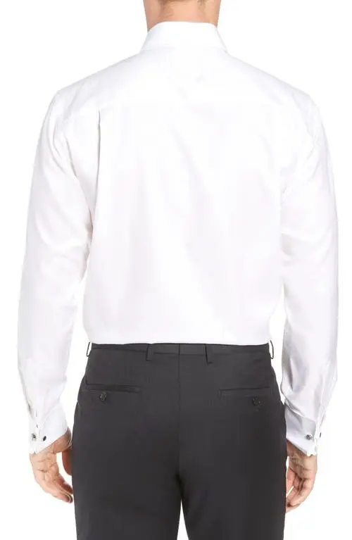 David Donahue French Cuff Tuxedo Shirt - White/white