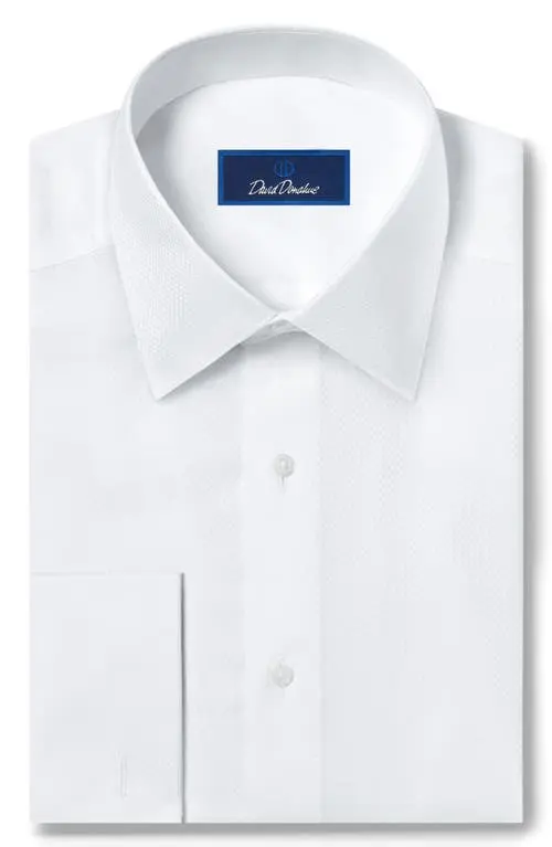 David Donahue French Cuff Tuxedo Shirt - White/white