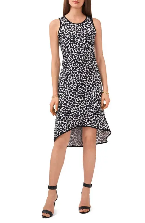 Chaus Print High/low Matte Jersey Dress - White/black