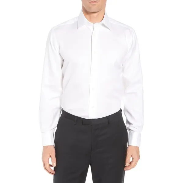 David Donahue Horizontal Twill Regular Fit Tuxedo Shirt