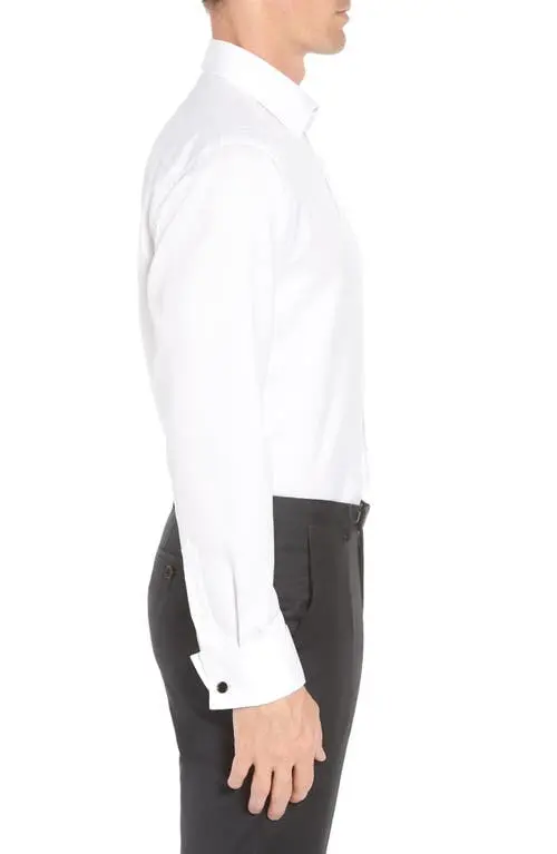 David Donahue Horizontal Twill Regular Fit Tuxedo Shirt
