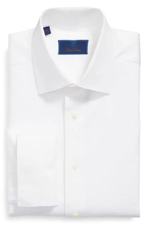 David Donahue Horizontal Twill Regular Fit Tuxedo Shirt