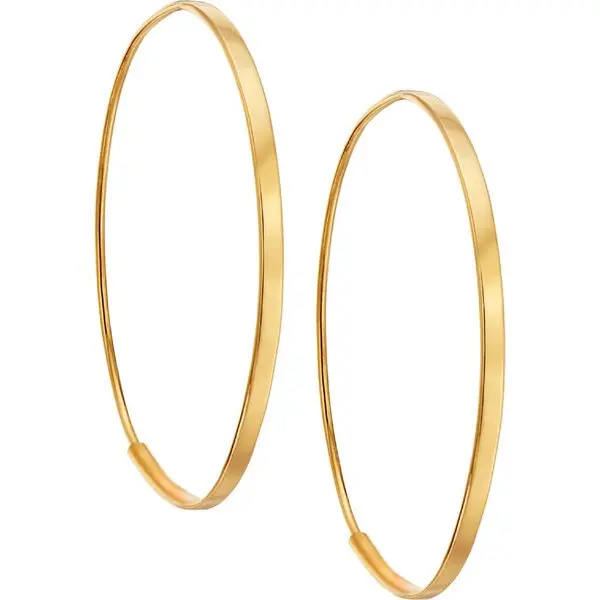 Lana Jewelry 14k Gold Flat Hoop Earrings - 14kyg