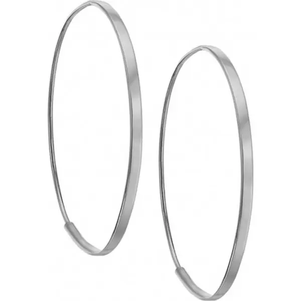 Lana Jewelry 14k Gold Flat Hoop Earrings - White Gold