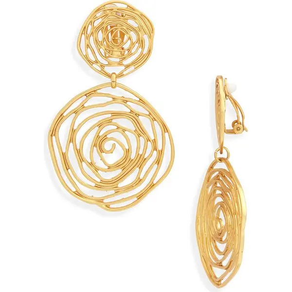 KARINE SULTAN Oversized Rose Cutout Drop Clip Earrings - Gold