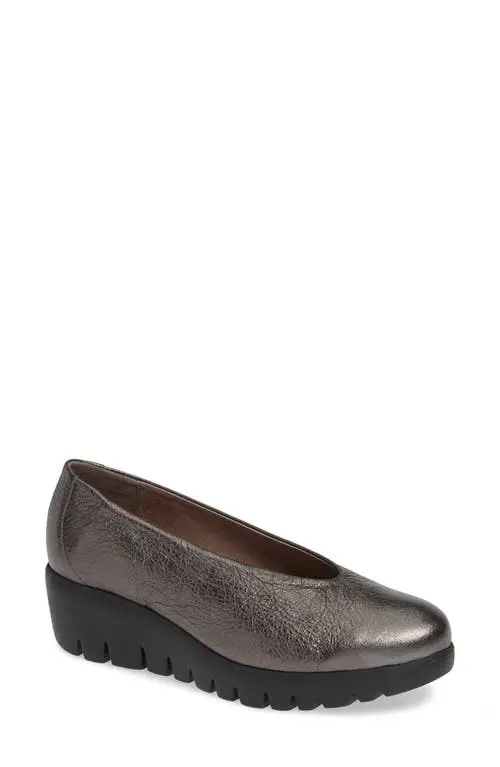 WONDERS Extralite Wedge Pump - Grey Leather