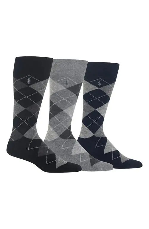 Polo Ralph Lauren 3-pack Argyle Crew Socks - Black/grey