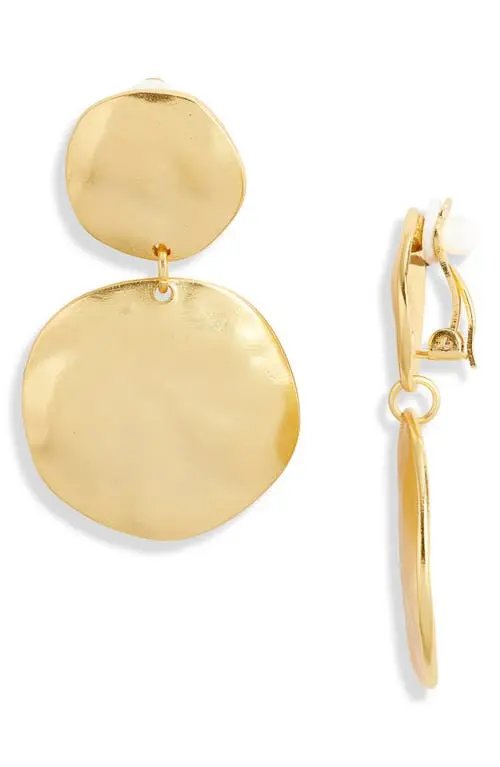 KARINE SULTAN Irregular Discs Clip-on Drop Earrings - Gold
