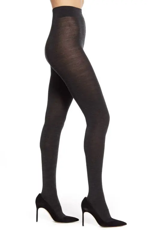 Falke Virgin Wool Blend Tights - 3089 Dark Anthracite Melange