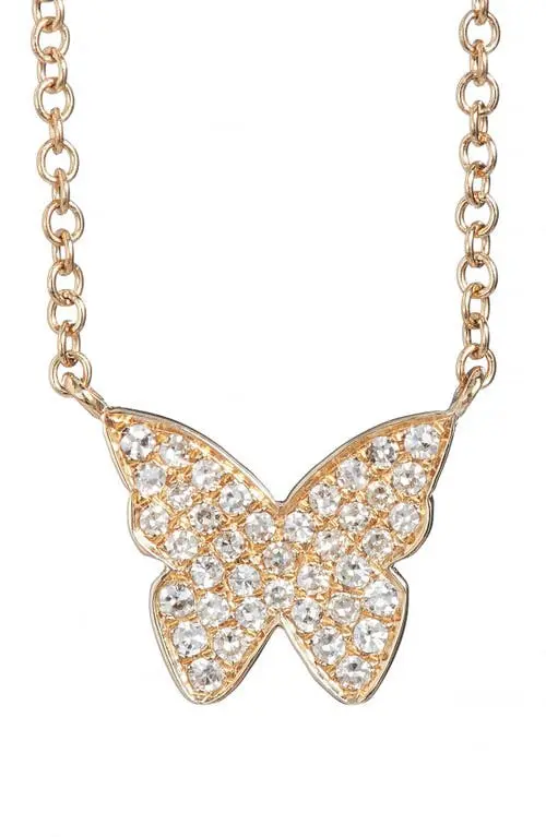 Ef Collection Diamond Butterfly Pendant Necklace - Yellow Gold