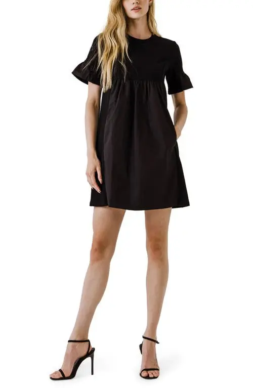 English Factory Solid Mini Dress - Black