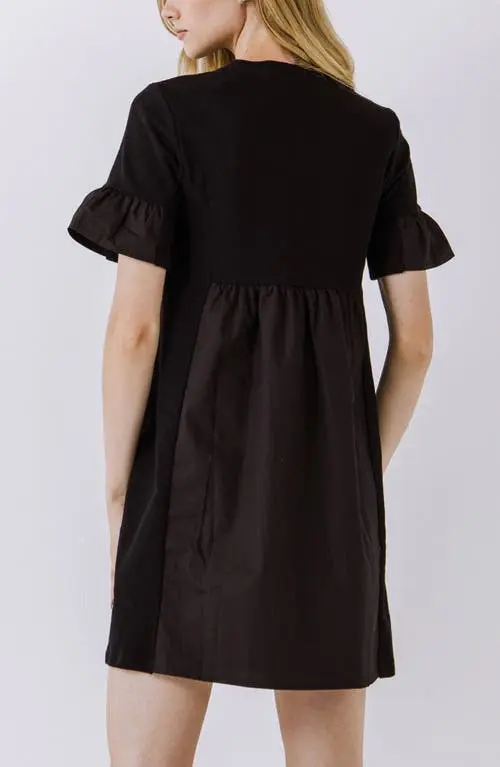 English Factory Solid Mini Dress - Black