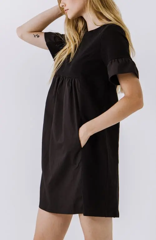 English Factory Solid Mini Dress - Black