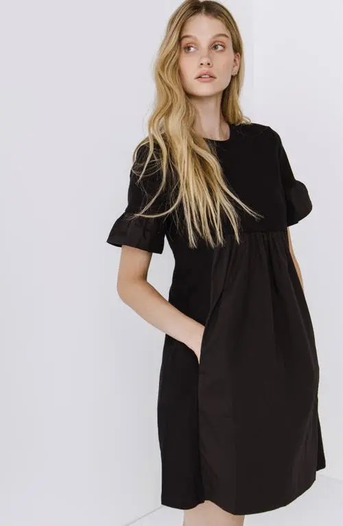 English Factory Solid Mini Dress - Black