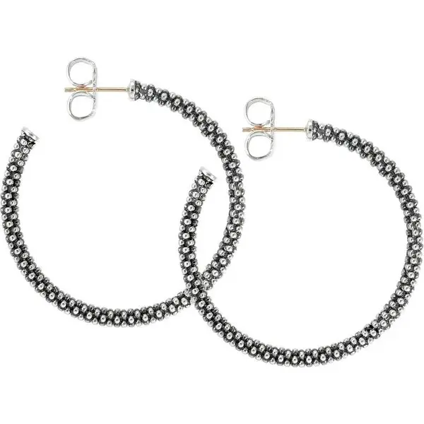 Lagos Medium Caviar Hoop Earrings - Sterling Silver