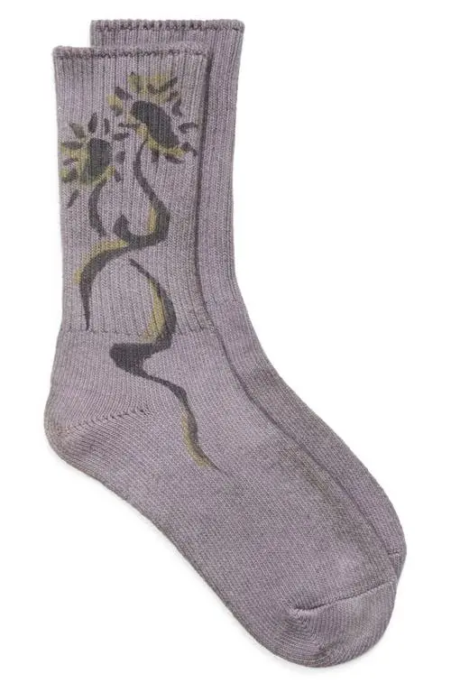 Collina Strada Print Crew Socks - Charcoal Daisies