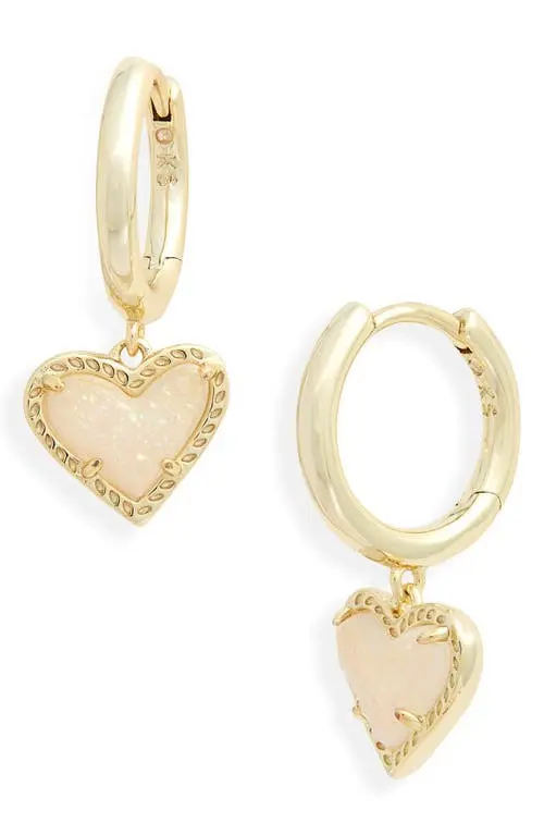 Kendra Scott Ari Heart Huggie Hoop Earrings - Iridescent Drusy