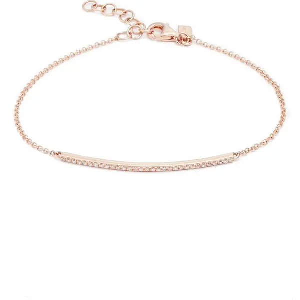 Ef Collection Diamond Bar Chain Bracelet - Rose Gold