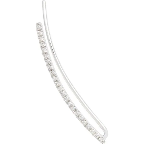 Ef Collection Diamond Bar Ear Crawler - White Gold - Right