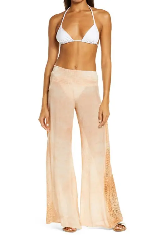 Elan Crochet Trim Wide Leg Cover-up Pants - Melon Td
