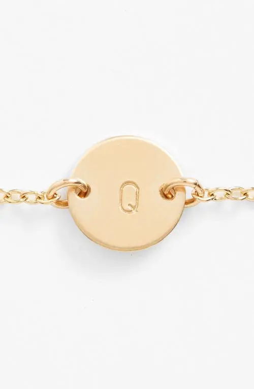 NASHELLE Initial Mini Disc Bracelet - 14k Gold Fill Q