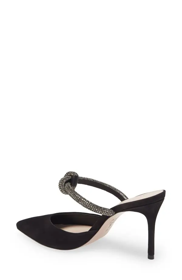 Schutz Pearl Pointed Toe Mule With Crystal Embellishments
