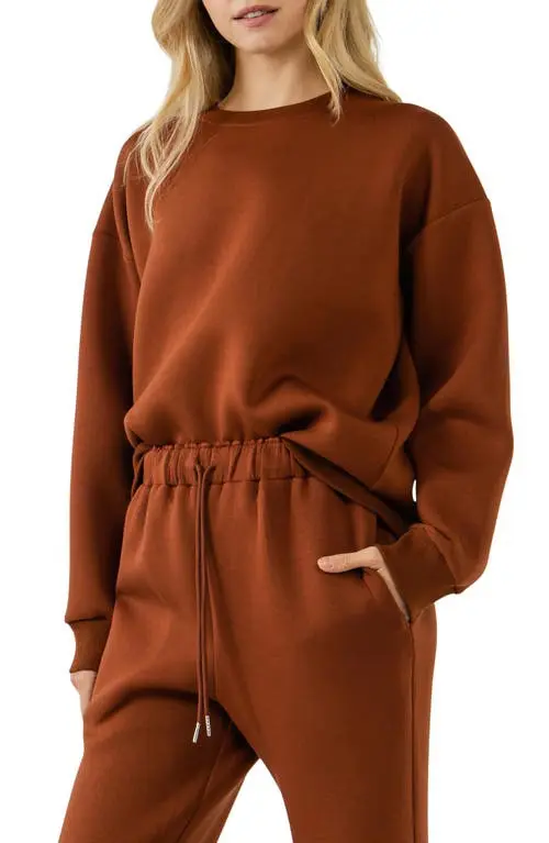 GREY LAB Relaxed Fit Crewneck Sweatshirt - Brown