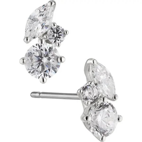 Nadri Prima Stud Earrings - Rhodium