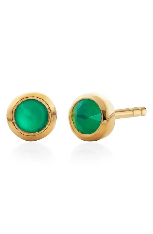 Monica Vinader Mini Green Onyx Stud Earrings - Gold