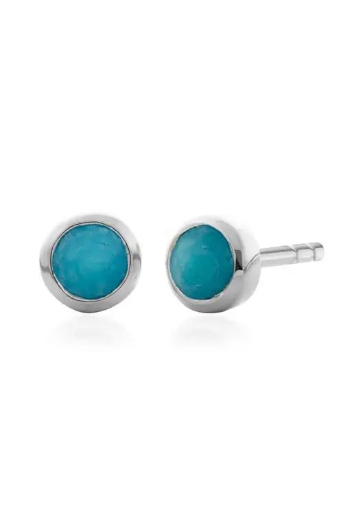 Monica Vinader Mini Green Onyx Stud Earrings - Sterling Silver