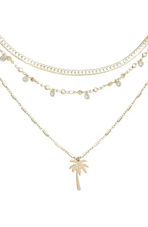 Ettika Palm Pendant Multistrand Necklace - Gold