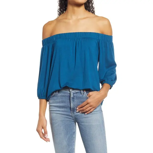 Loveappella Off-the-shoulder Top - Teal