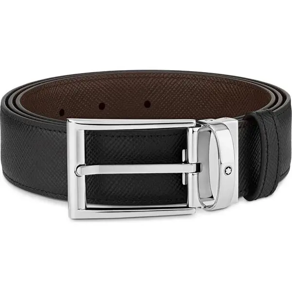 Montblanc Trapeze Reversible Leather Belt - Black/brown