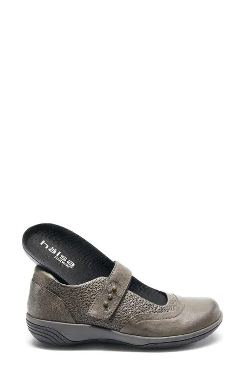 HALSA FOOTWEAR Embossed Mary Jane - Dark Grey Leather
