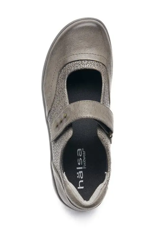 HALSA FOOTWEAR Embossed Mary Jane - Dark Grey Leather