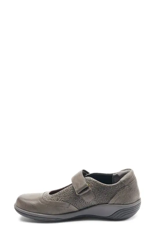 HALSA FOOTWEAR Embossed Mary Jane - Dark Grey Leather