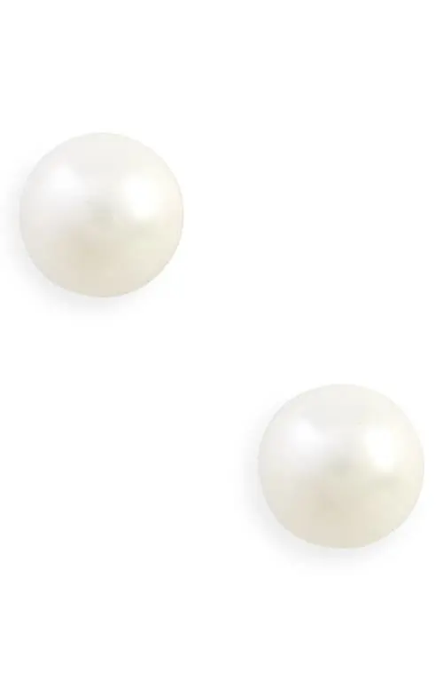 Nordstrom 6mm Faux Pearl & Sterling Silver Stud Earrings - White- Silver
