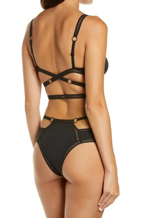 HAUTY Along The Lines Bra & High Waist Panties Set - Black