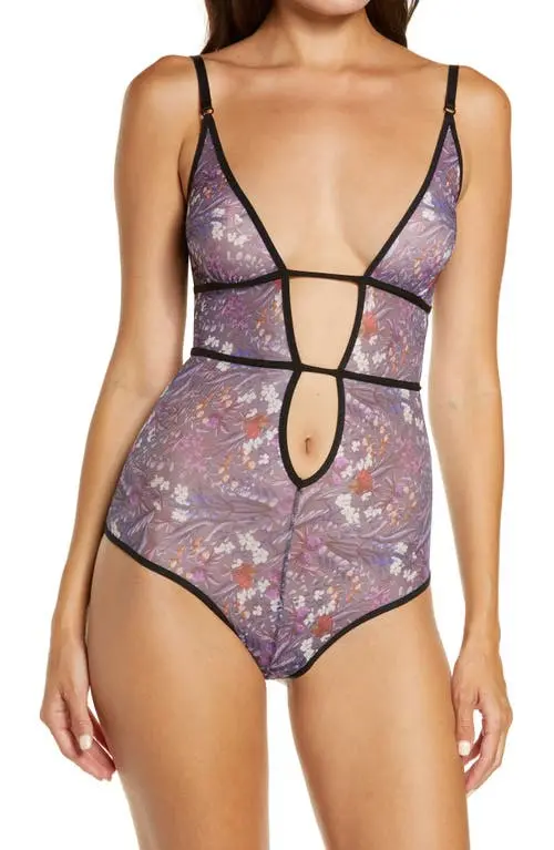 HAUTY Snake Charmer Print Mesh Teddy - Purple
