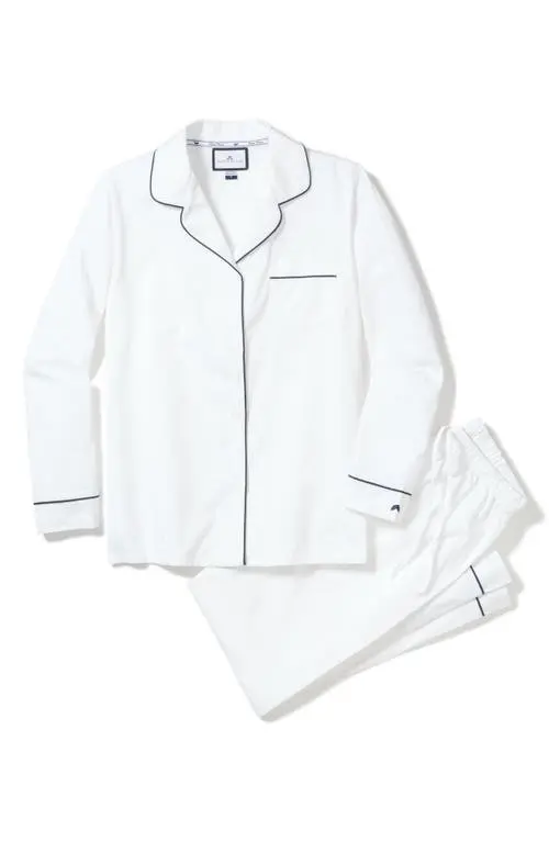 PETITE PLUME Contrast Piping Pajamas - White
