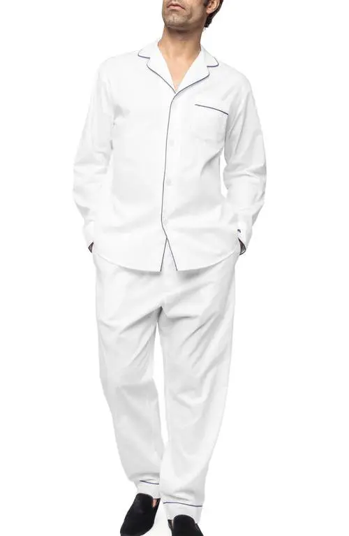PETITE PLUME Classic Cotton Twill Pajama Set - White
