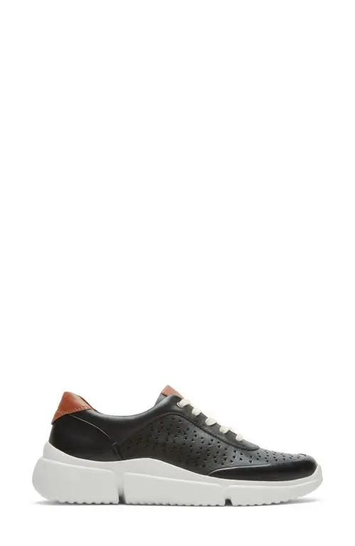ROCKPORT COBB HILL Juna Perforated Leather Sneaker - Black Leather