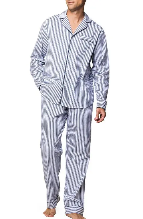 PETITE PLUME French Ticking Cotton Twill Pajamas - Navy