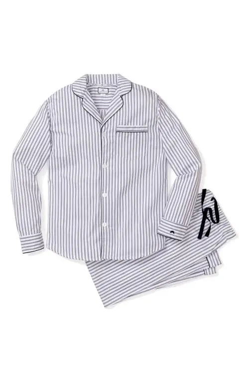 PETITE PLUME French Ticking Cotton Twill Pajamas - Navy
