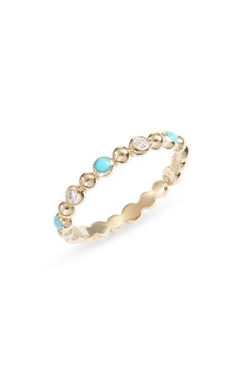 Anzie Dew Drop Étoile Diamond & Turquoise Ring - Gold