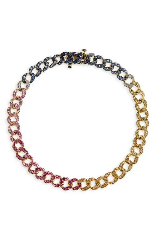 Shay Mini Rainbow Pavé Gemstone Link Bracelet - Yellow Gold
